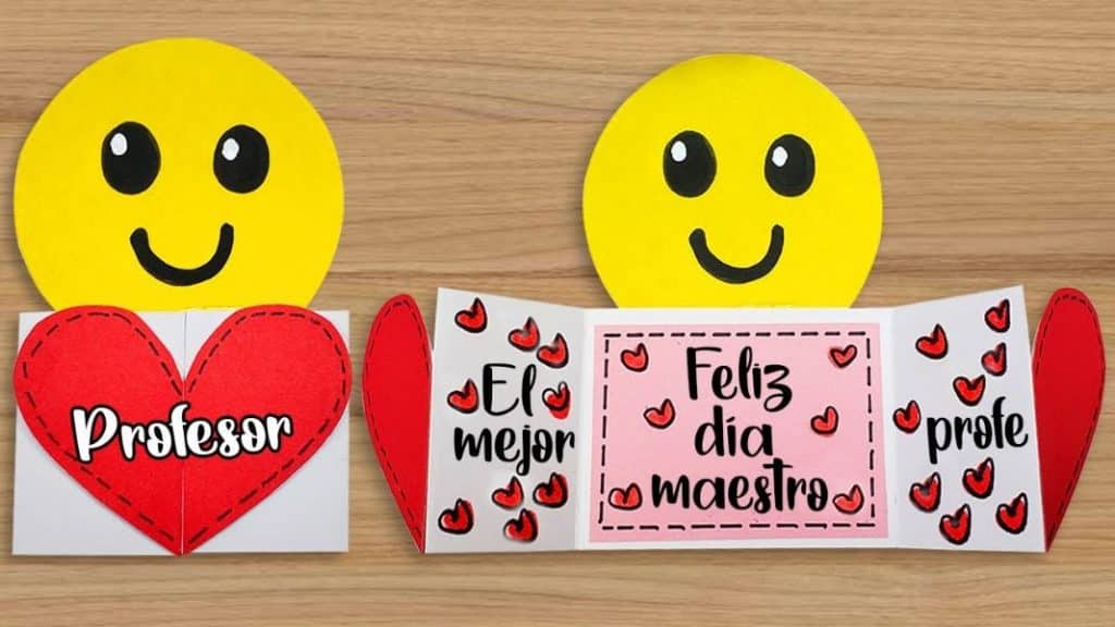 Una tarjeta feliz día del profesor hechas por niños 2023